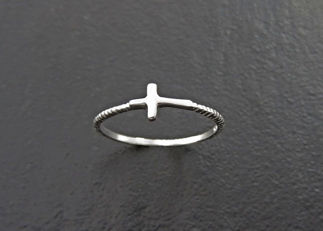Side Cross Ring - Sterling Cross Ring - Stacking Rings - Sideway Cross ...