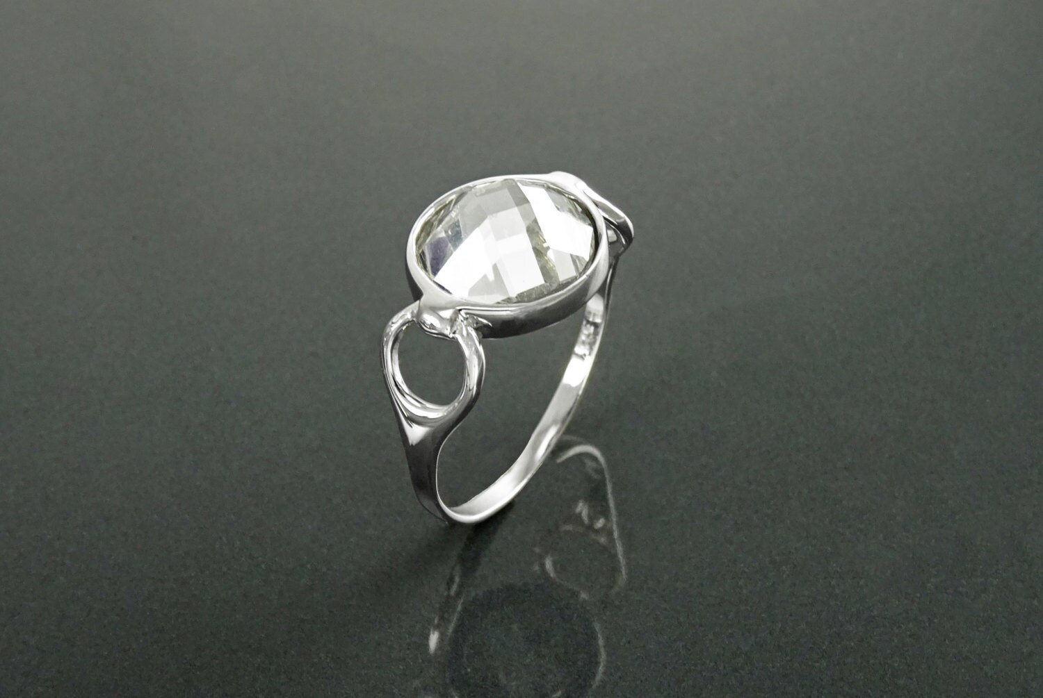 Solitaire Ring Sterling Silver Original Round Stone Ring | Etsy