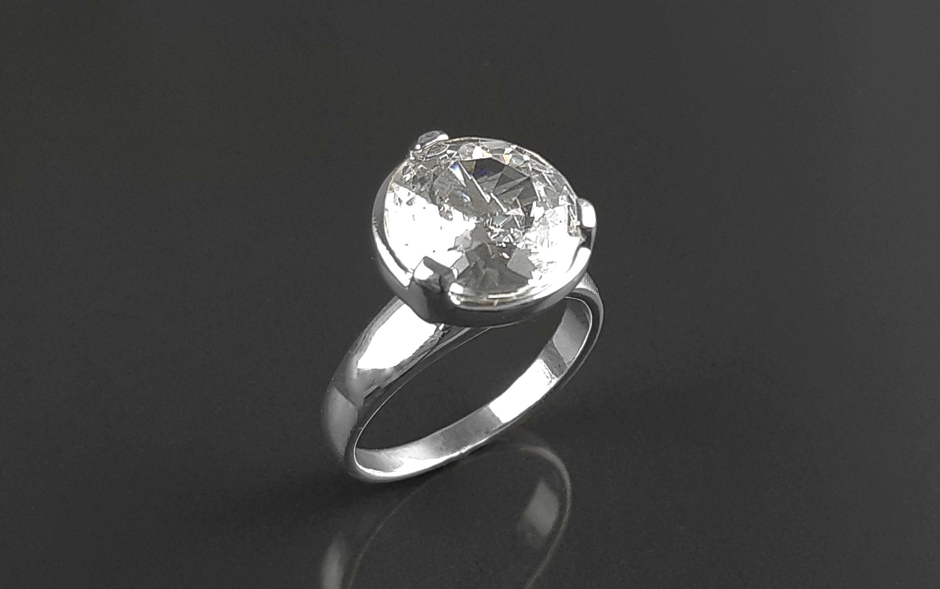 Solitaire ring, sterling silver, modern design Mounting ring, 2Ct white ...