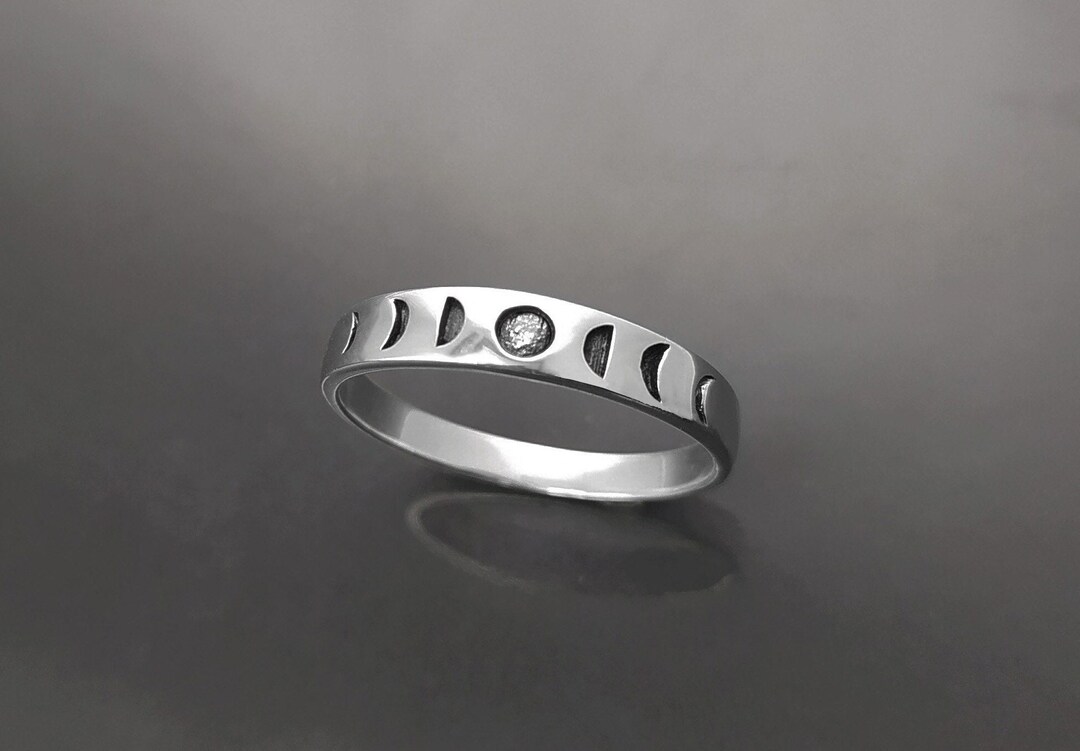 Phases of Moon Ring Sterling Silver Astronomical Lunar - Etsy