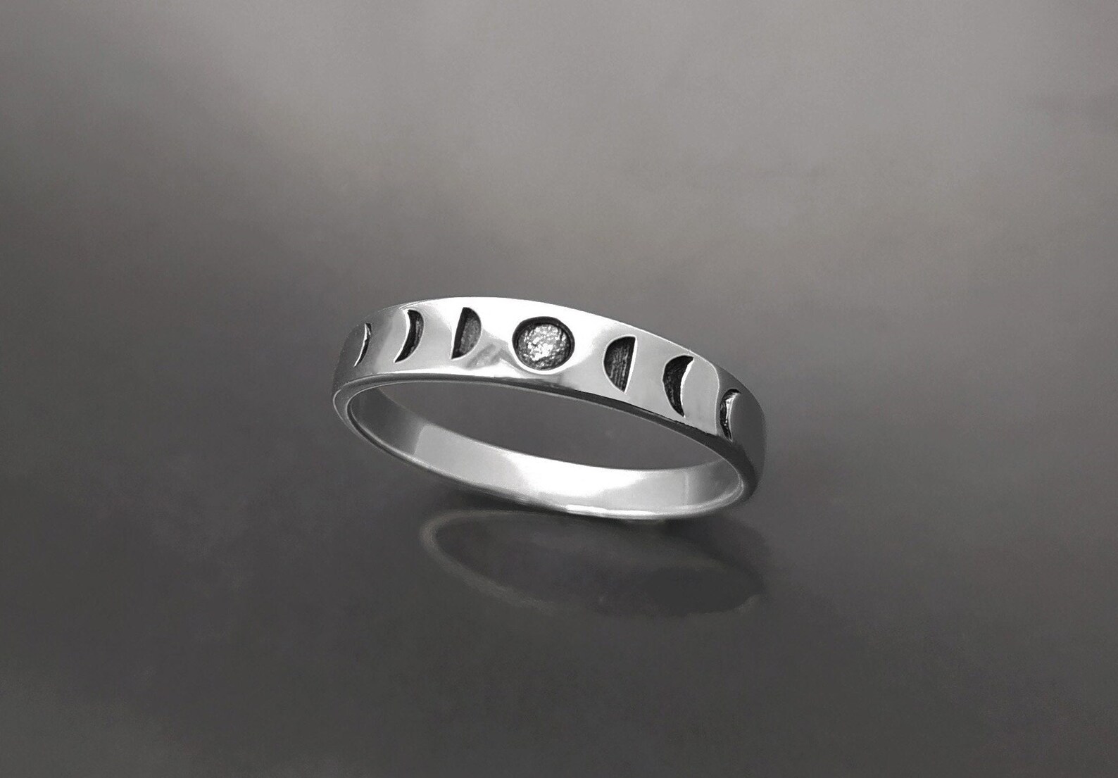 Phases of Moon Ring Sterling Silver Astronomical Lunar | Etsy