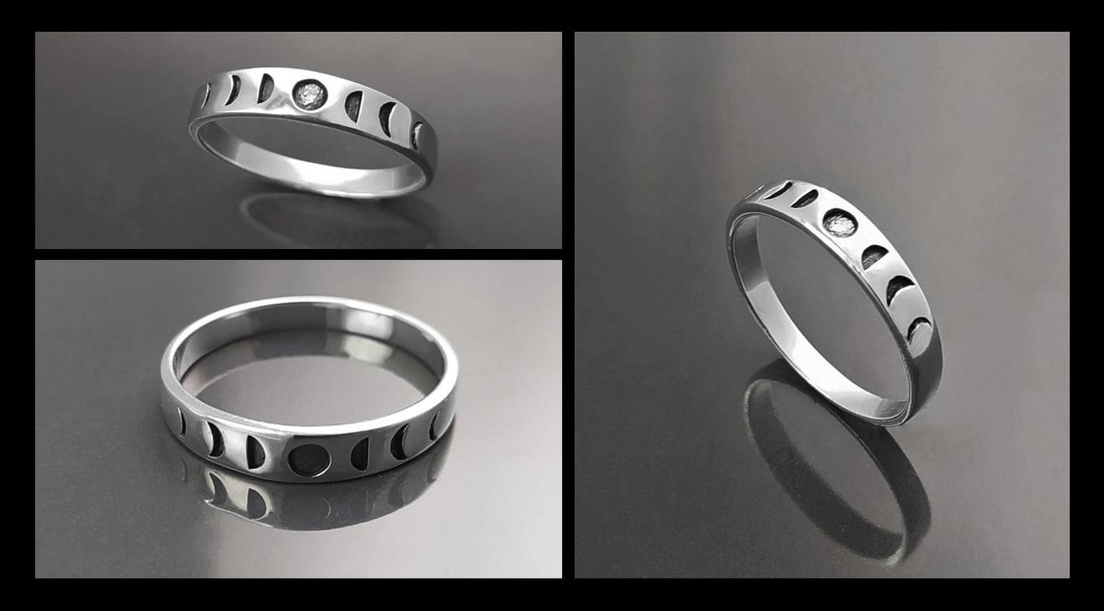 Phases of Moon Ring Sterling Silver Astronomical Lunar | Etsy