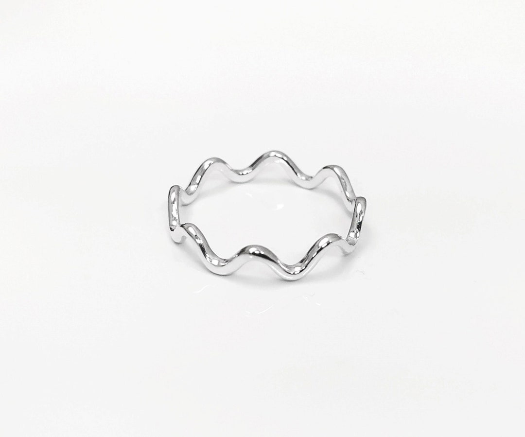 Wave Band Ring, Sterling Silver, Twisted Wavy Band, Waves Ring, Wave ...