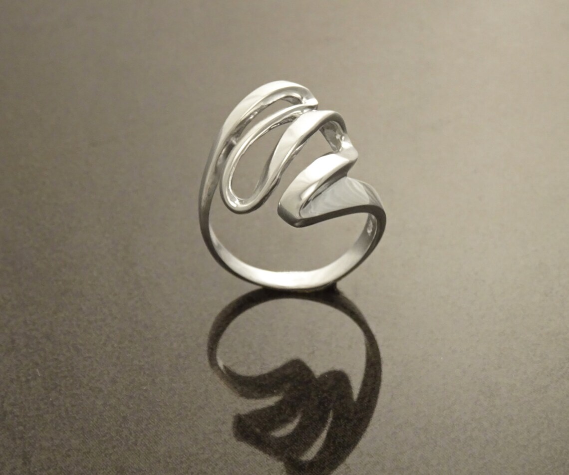 Swirling Ring Sterling Silver Hand Forged Ring Modern Ring - Etsy