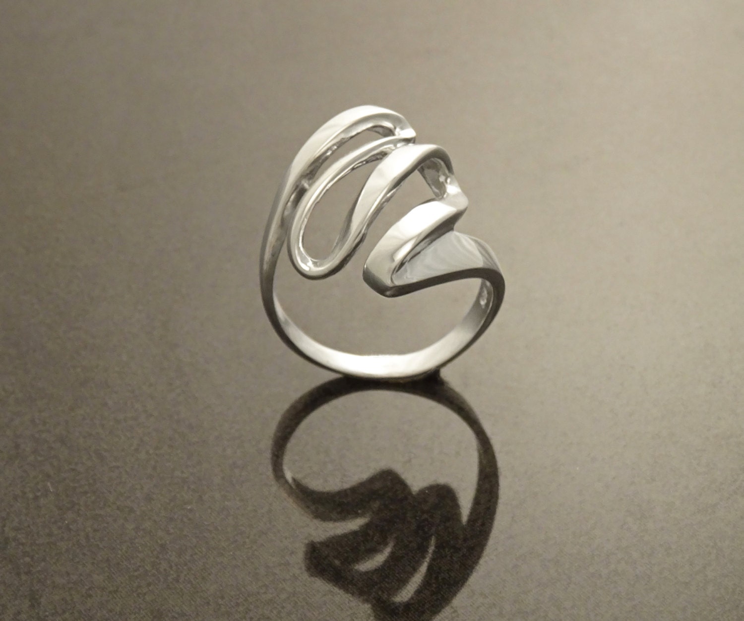 Swirling Ring Sterling Silver Hand Forged Ring Modern Ring | Etsy