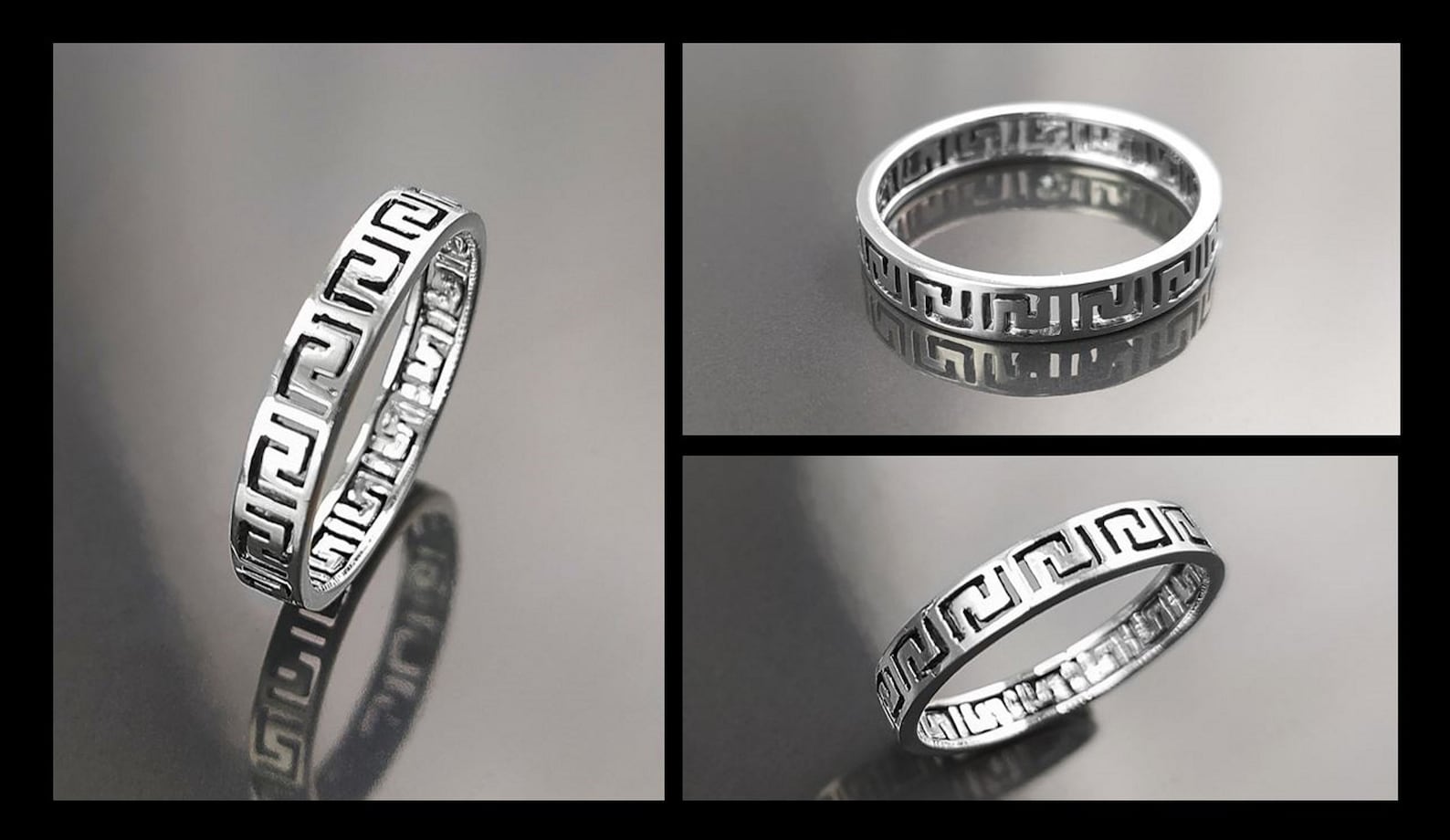 Greek Key Frieze Ring Sterling Silver Eternity Long Life | Etsy