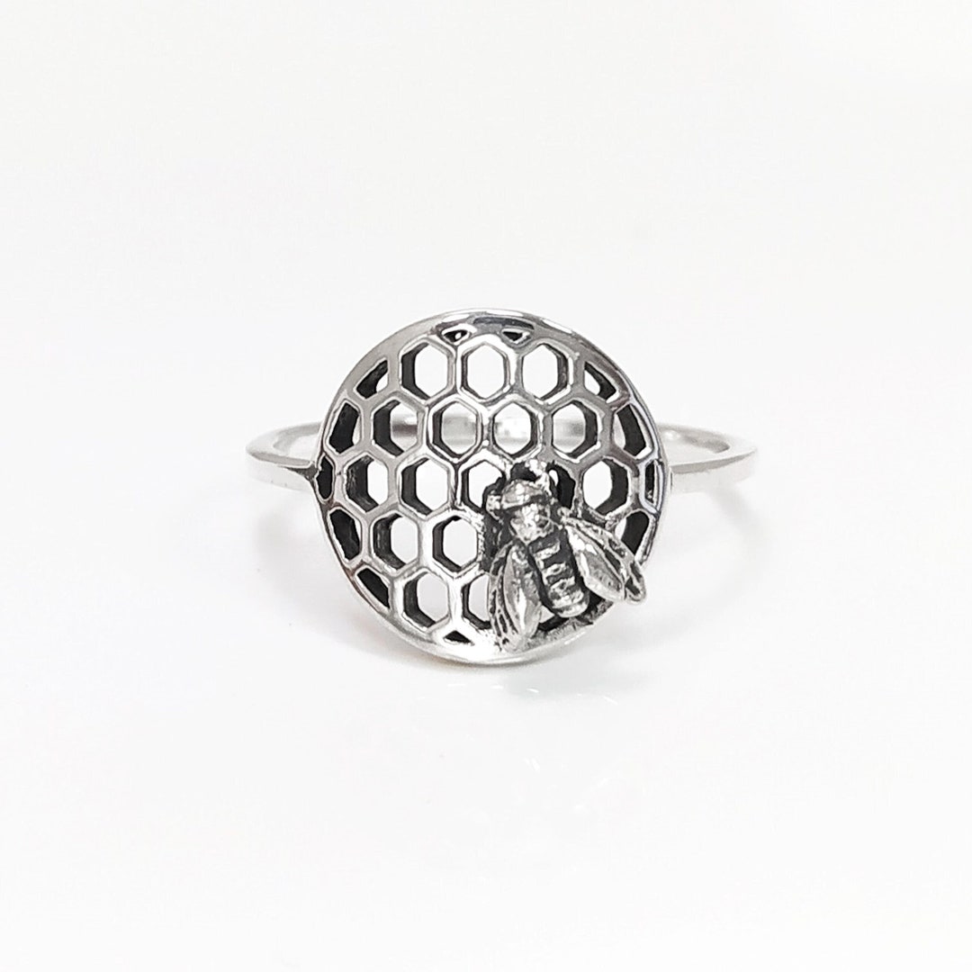 Honeycomb Ring, Sterling Silver, Beehive Jewelry, Bumble Bee, Bee ...