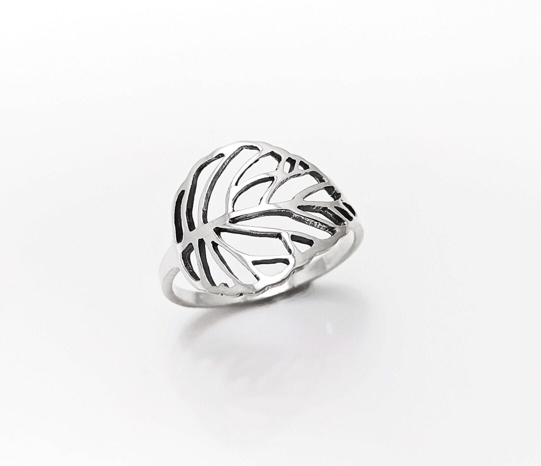 Leaf Ring, Sterling Silver, Rubber Ficus Plant Ring, Filigree Branch ...