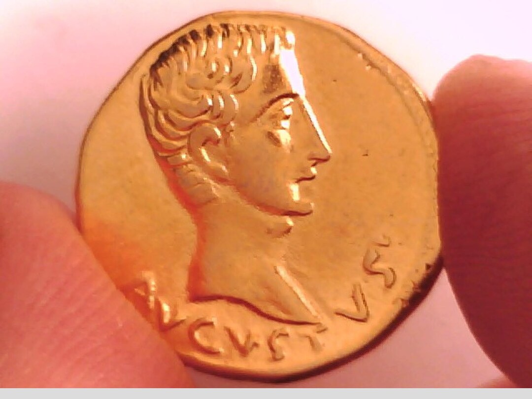 24K Gold Plate Italy Roman Empire Imperial Emperor Augustus Rome Aureus ...