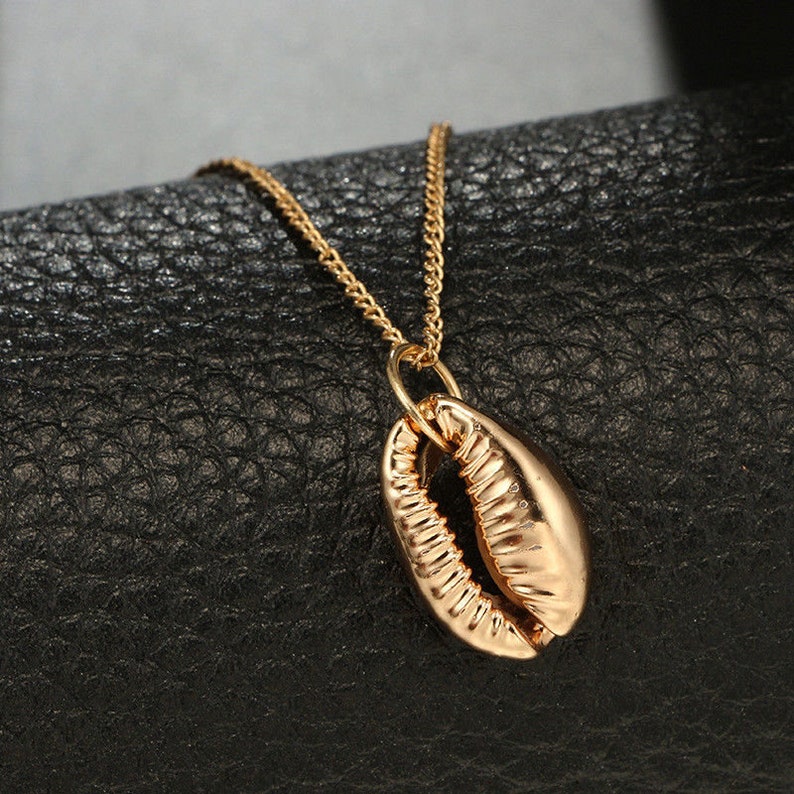 Pendant Cowrie Shell Necklace 24K Gold Plated Jewelry Chain | Etsy