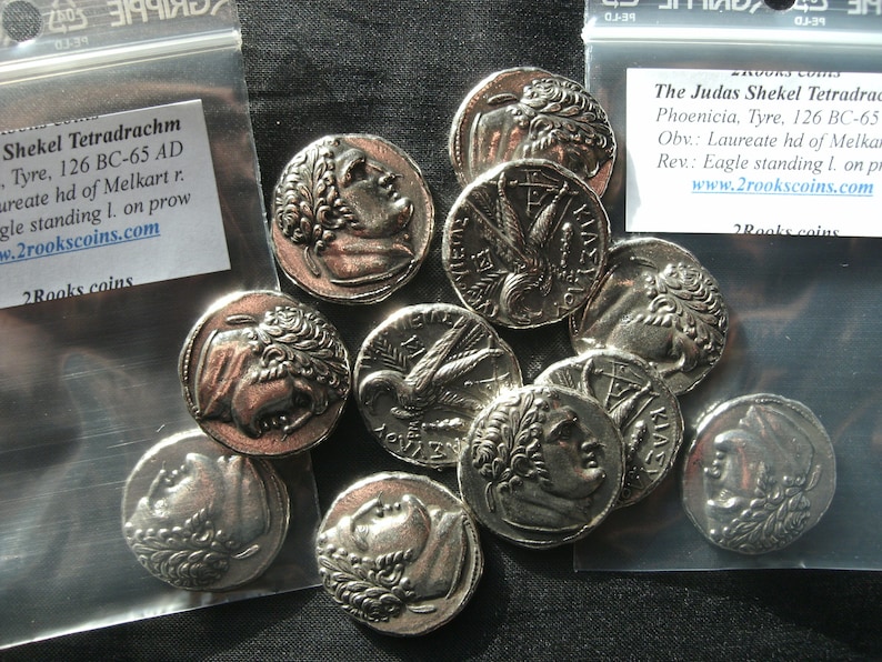 Lot of the 30 Silver Judas Shekel Coins Jewish Judaean Eagle Museum ...