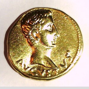 24K Gold Plate Italy Roman Empire Imperial Emperor Augustus Rome Aureus ...
