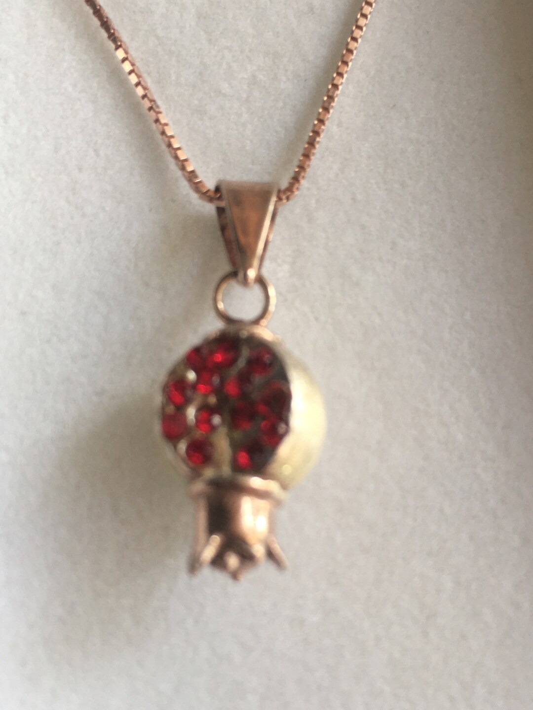 Pomegranate With Ruby Swarovski 24K Gold Plating Sterling Silver 925 ...