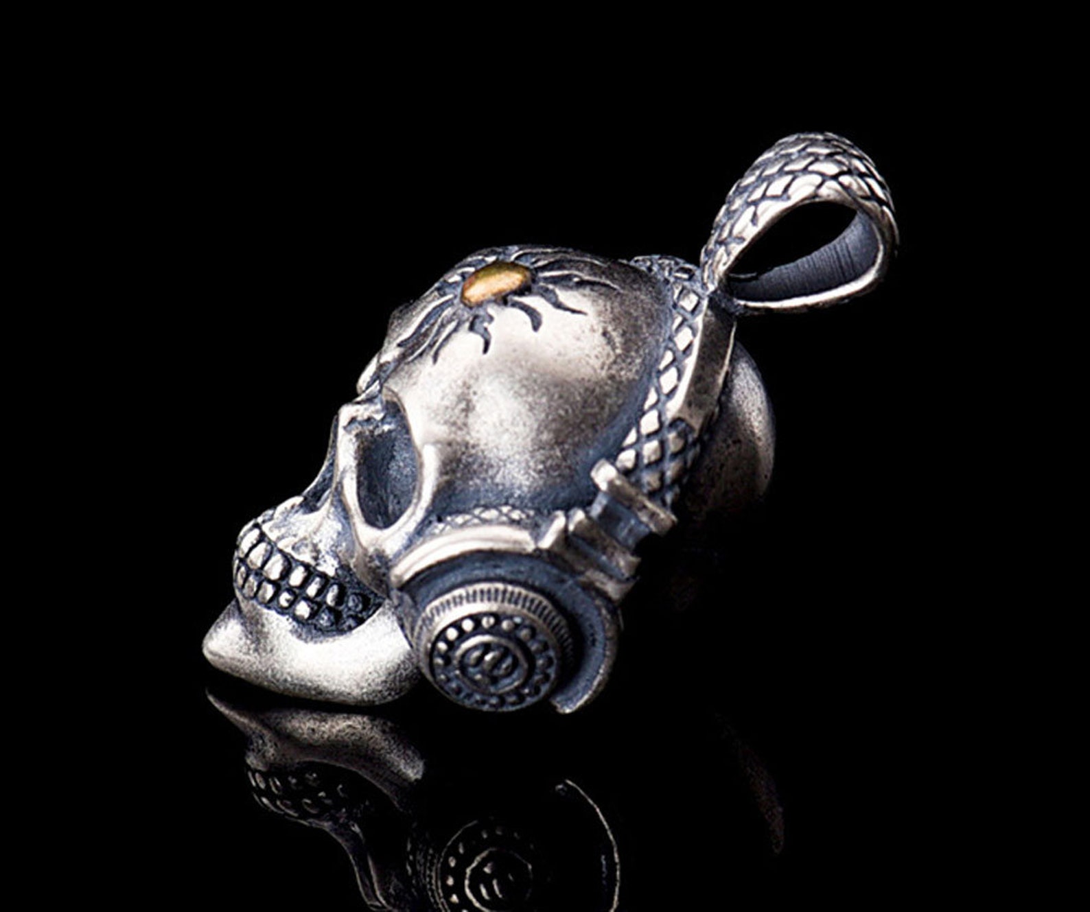 Handmade Fine 925 Sterling Silver Skull Pendant Retro Craft | Etsy