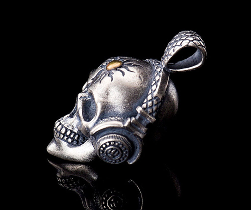 Handmade Fine 925 Sterling Silver Skull Pendant Retro Craft | Etsy
