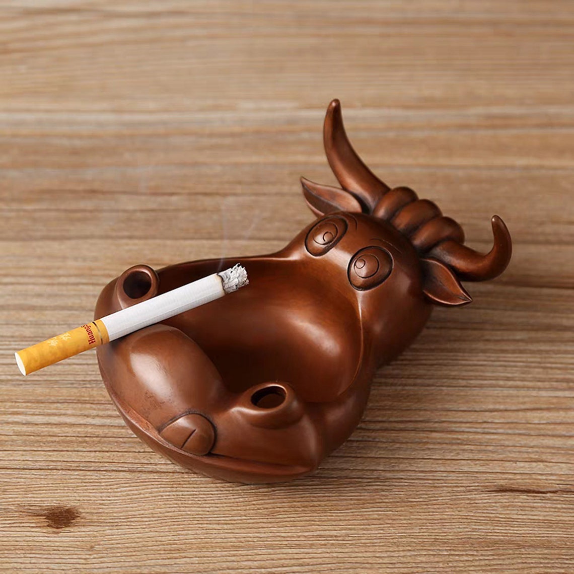 Solid Bronze Ashtray Pure Copper Metal Bull Head Ashtray - Etsy