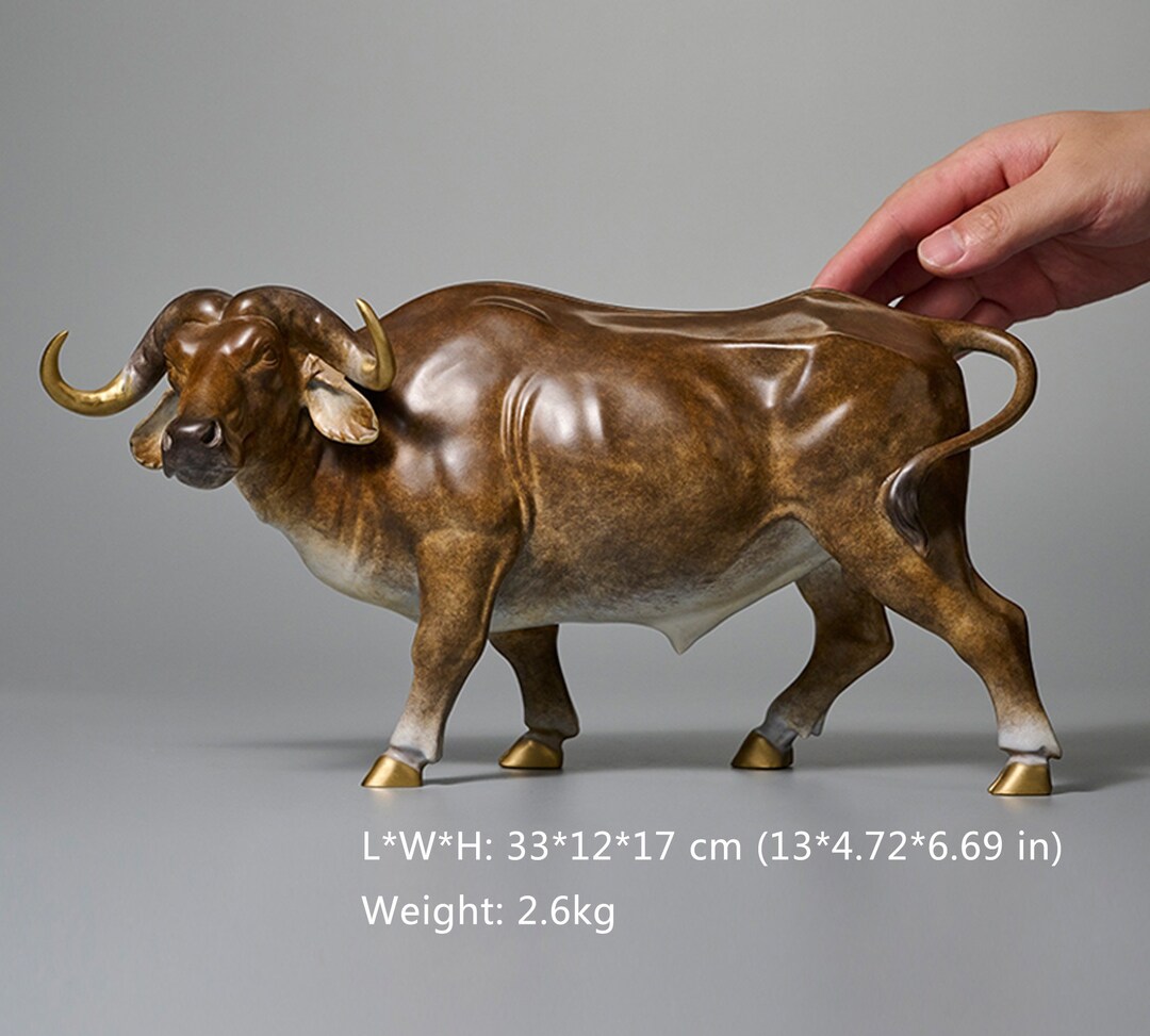 13 Inch Lost Wax Casting Brass African Bison Statue Decor,colored ...