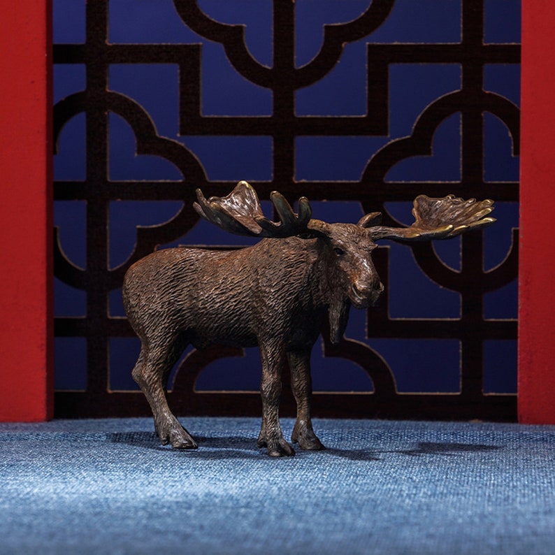 Lifelike Brass Moose Statuecopper Metal Artwork - Etsy