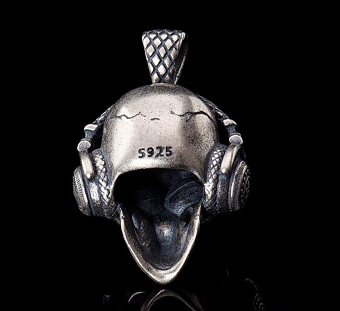 Handmade Fine 925 Sterling Silver Skull Pendant Retro Craft | Etsy