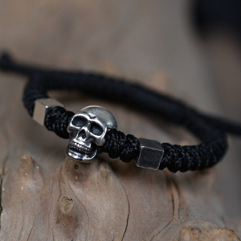 Handmade S999 Sterling Silver Human Skull Bead Umbrella Rope - Etsy