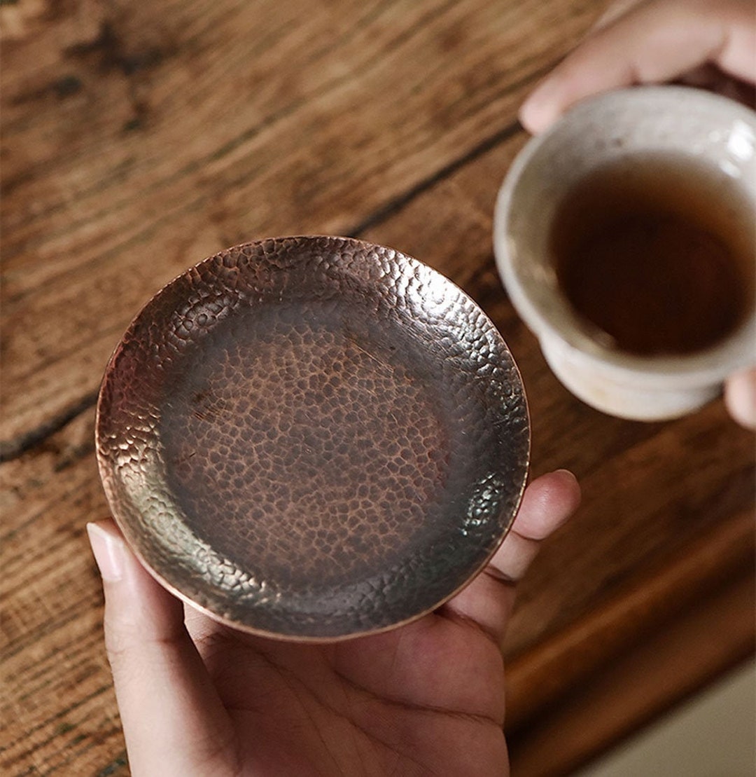 Handmade Red Copper Tea Cup Coasters, Hand Beat Unique Cups Copper ...