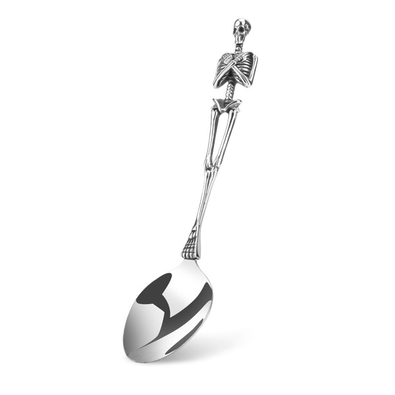 Punk Skull Skeleton Handle Spoon Fork Cutlery Metal Stainless | Etsy