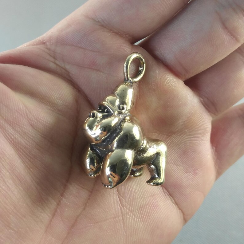 Pure Copper Cute King Kong Gorilla Keychain Pendant Lost Wax - Etsy
