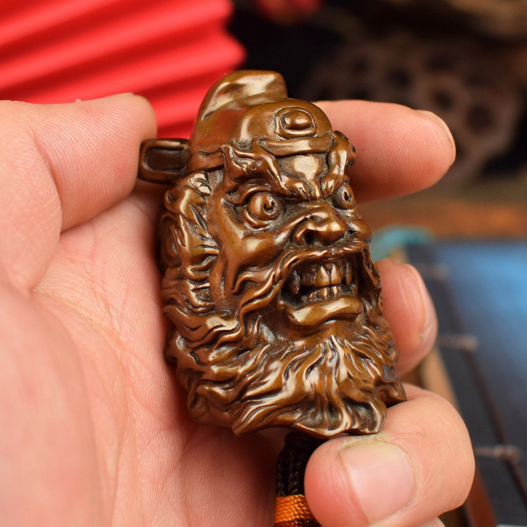 Solid Pure Copper Human Head Pendant EDC Unique Design Brass - Etsy