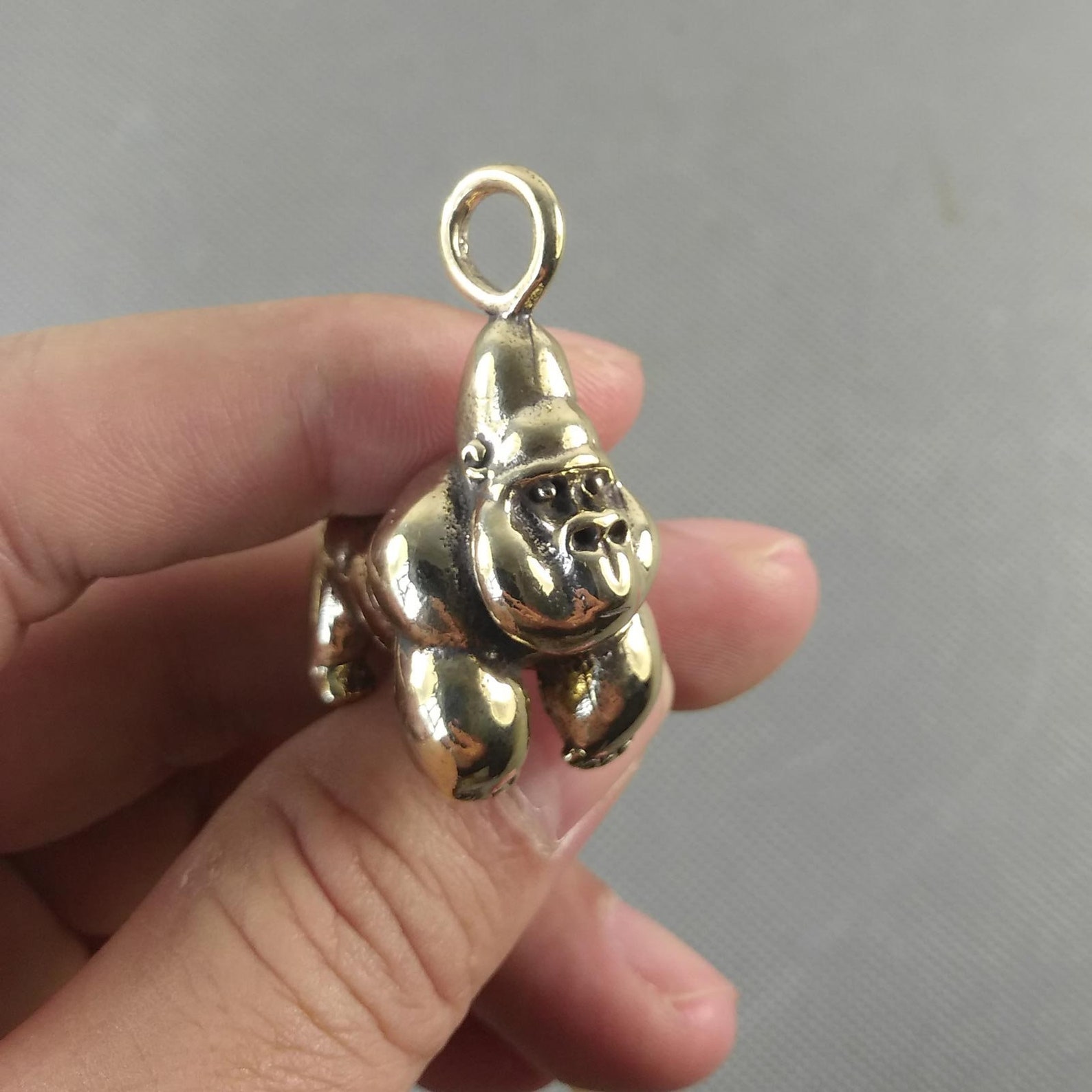 Pure Copper Cute King Kong Gorilla Keychain Pendant Lost Wax | Etsy