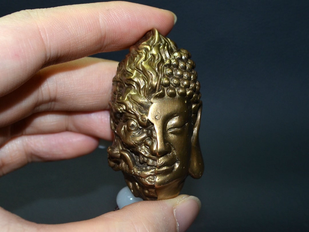 Vintage Casting Solid Copper Brass Buddha Head Skull Pendant Decor ...