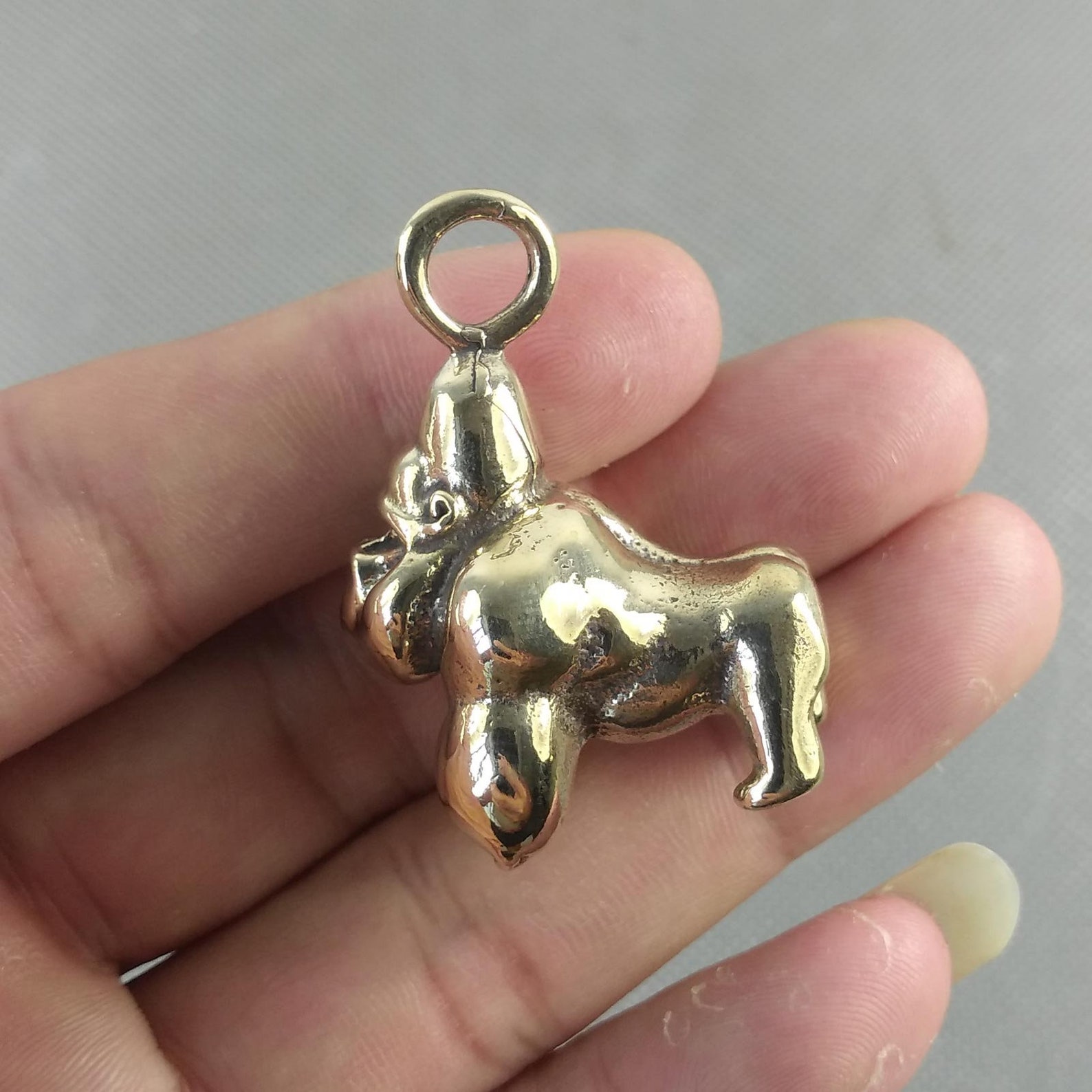 Pure Copper Cute King Kong Gorilla Keychain Pendant Lost Wax - Etsy
