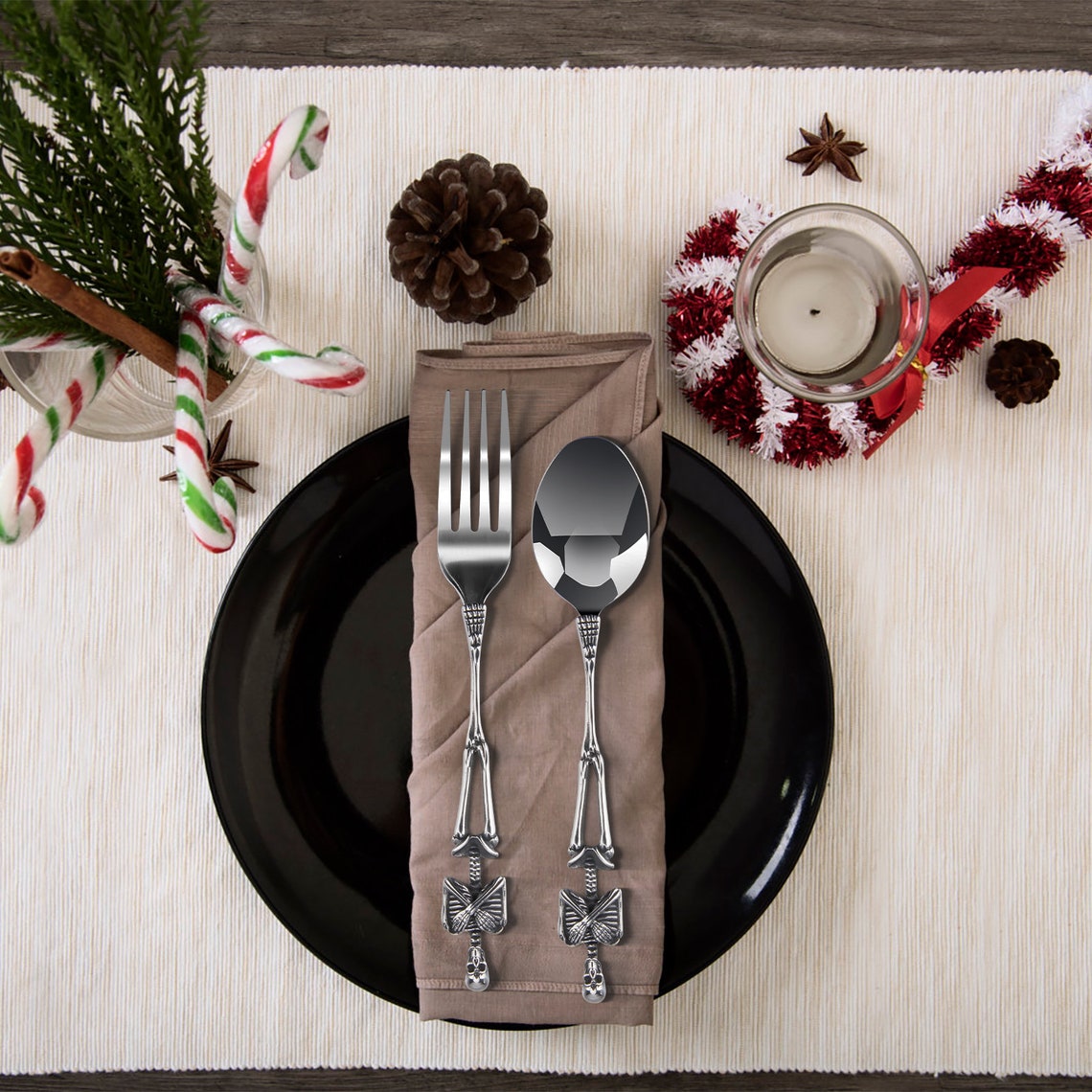 Punk Skull Skeleton Handle Spoon Fork Cutlery Metal Stainless | Etsy
