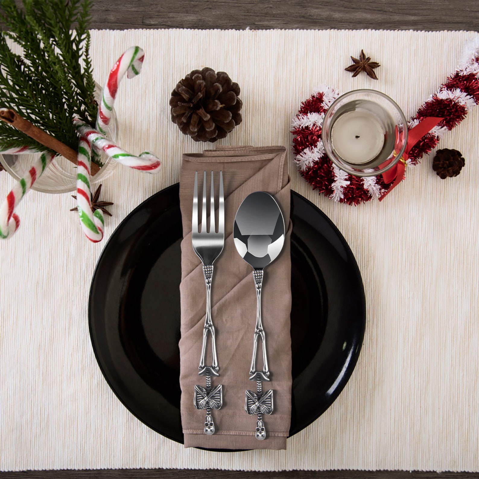 Punk Skull Skeleton Handle Spoon Fork Cutlery Metal Stainless | Etsy
