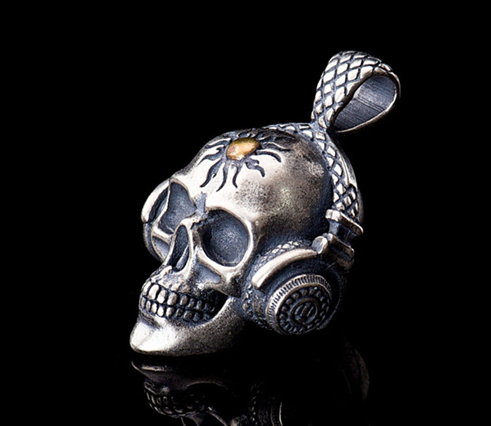 Handmade Fine 925 Sterling Silver Skull Pendant Retro Craft | Etsy