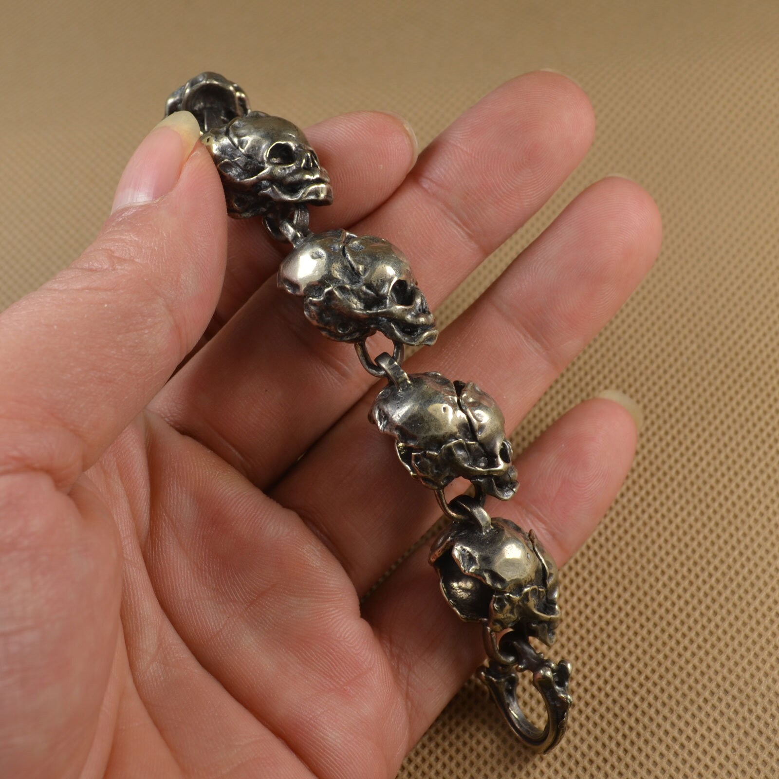 Unique White Copper Human Baby Skull Bracelet Men's Gift | Etsy