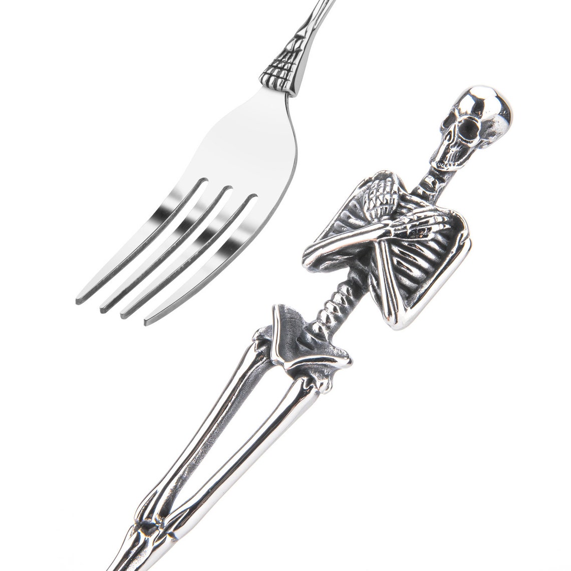 Punk Skull Skeleton Handle Spoon Fork Cutlery Metal Stainless | Etsy