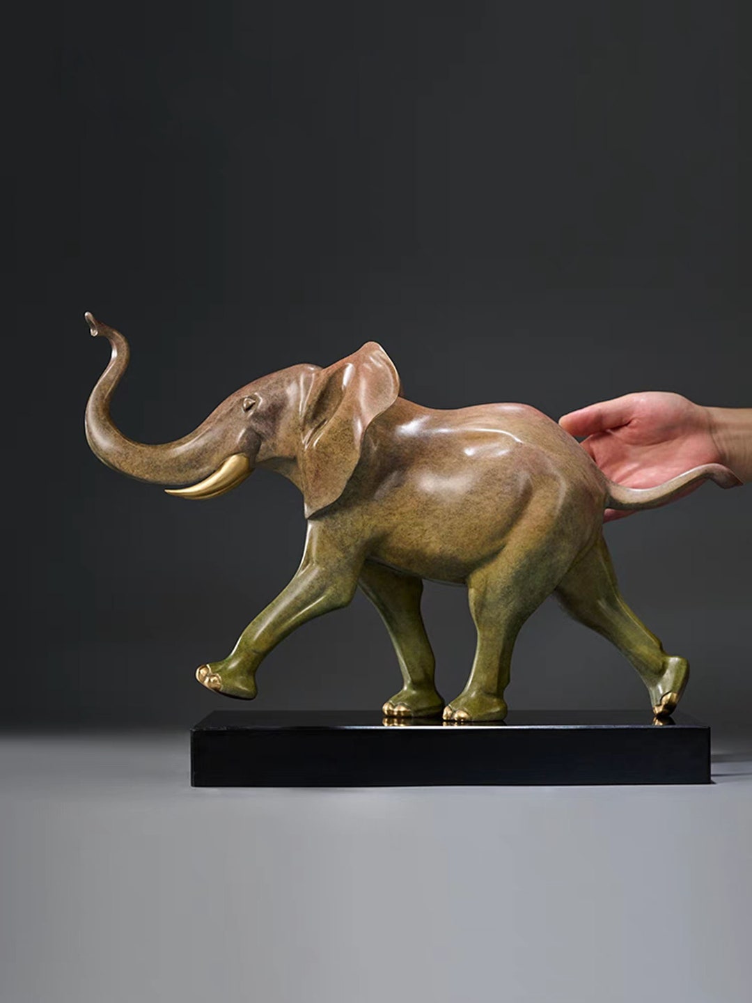 19-inch Colored Brass Elephant Statue Decor,casting Metal Brass all the ...