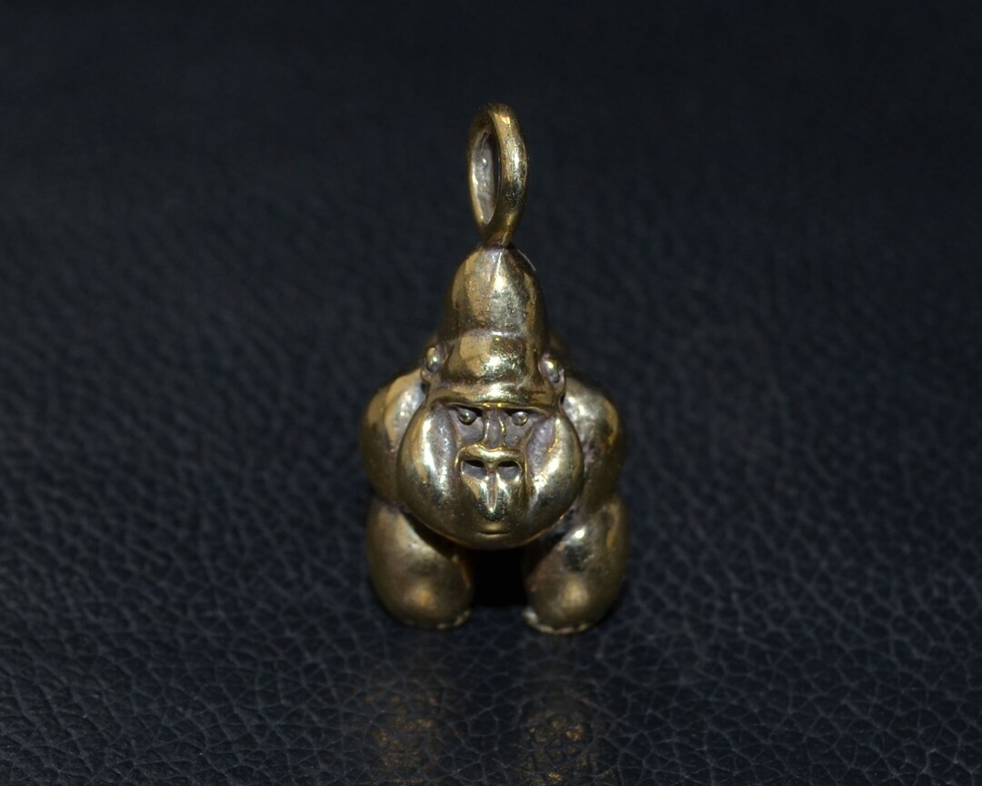 Pure Copper Cute King Kong Gorilla Keychain Pendant, Lost Wax Casting ...