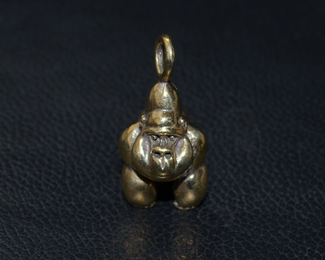 Pure Copper Cute King Kong Gorilla Keychain Pendant Lost Wax - Etsy