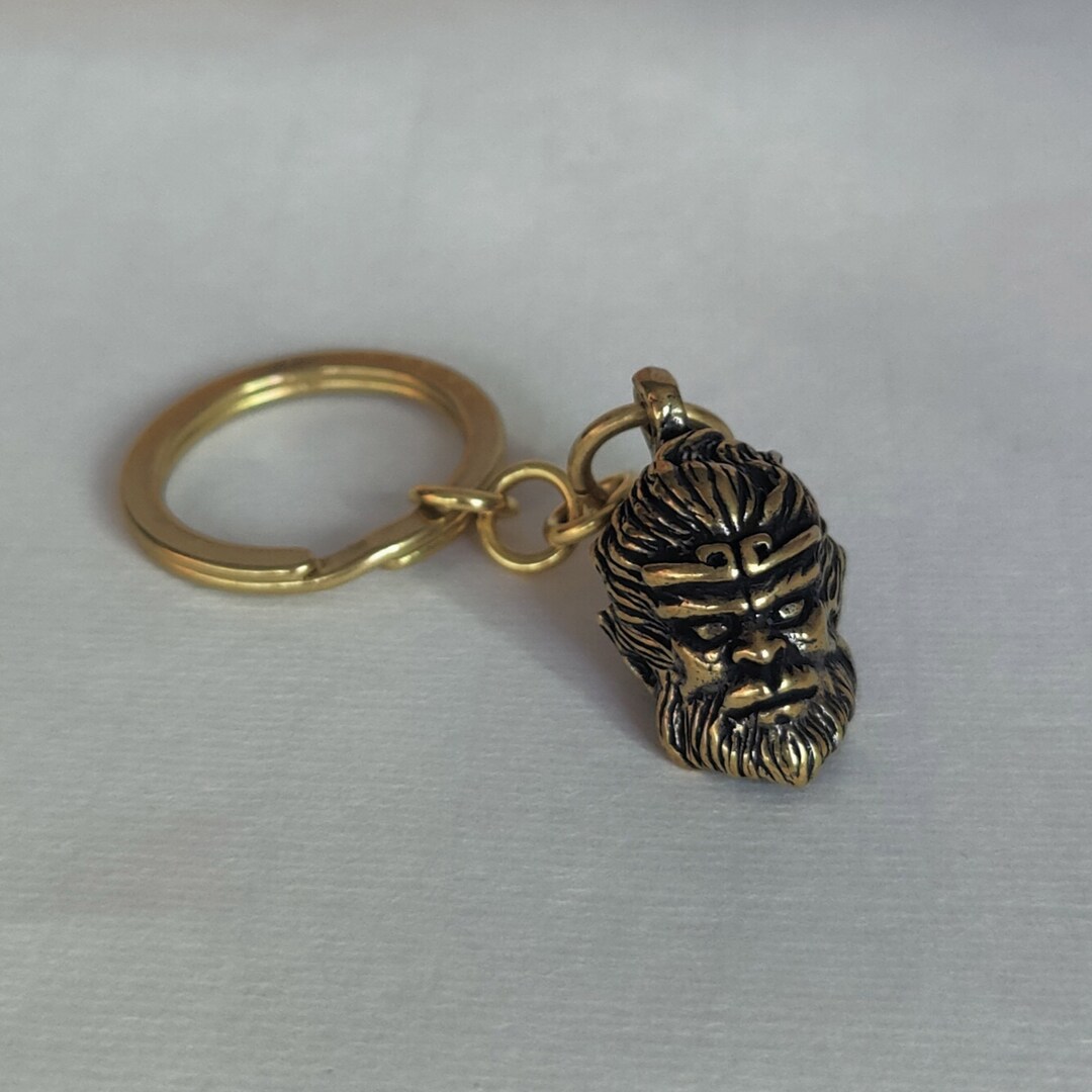 Hand Cast Brass Copper Sun Wukong Head Keychain Pendant - Etsy