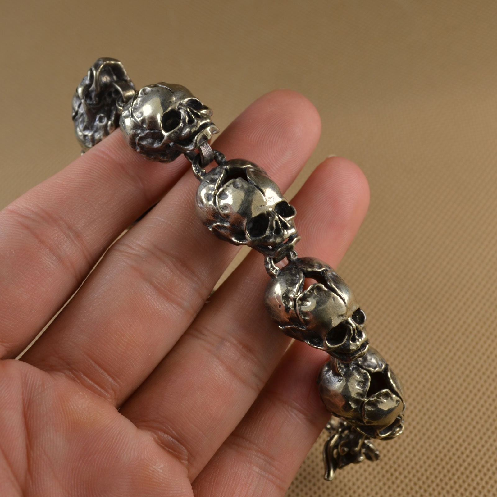 Unique White Copper Human Baby Skull Bracelet Men's Gift | Etsy