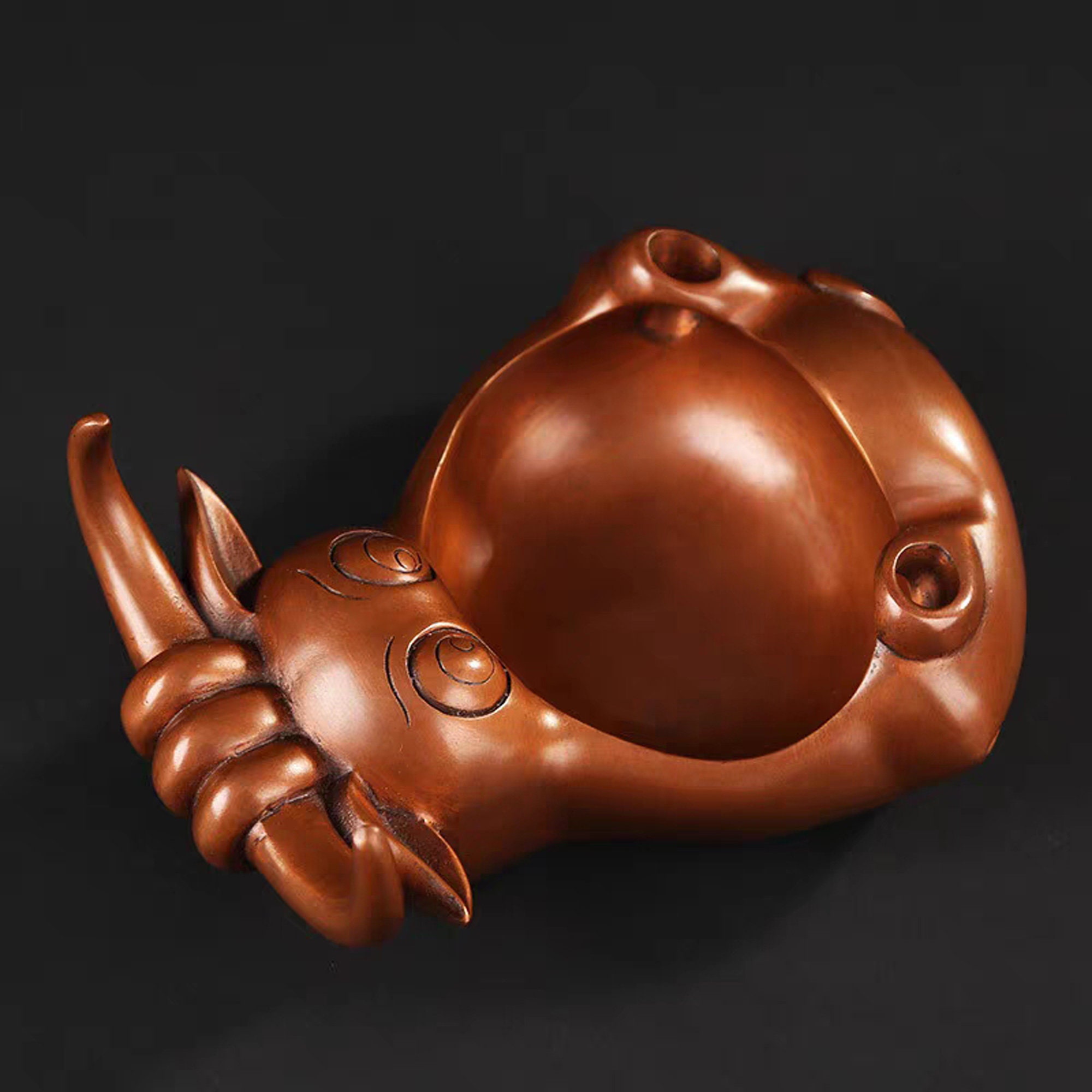 Solid Bronze Ashtray Pure Copper Metal Bull Head Ashtray - Etsy