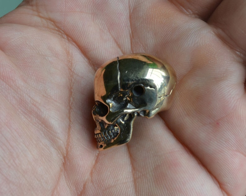 2pcs Lost Wax Casting Brass Skull Bead Hand Polished Copper | Etsy