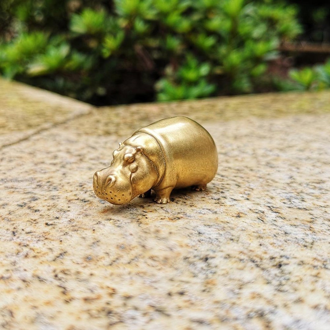 Fine Lifelike Mini Hippo Solid Copper Statue, Lost Wax Casting Hand ...