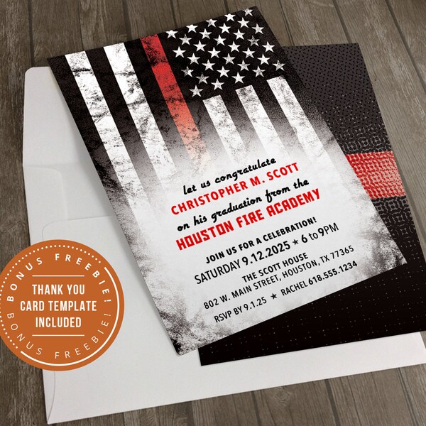 Firefighter Graduation Invitations - Etsy