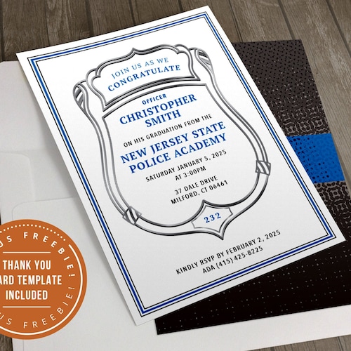Police Academy Graduation Party Invitation Digital File - Etsy