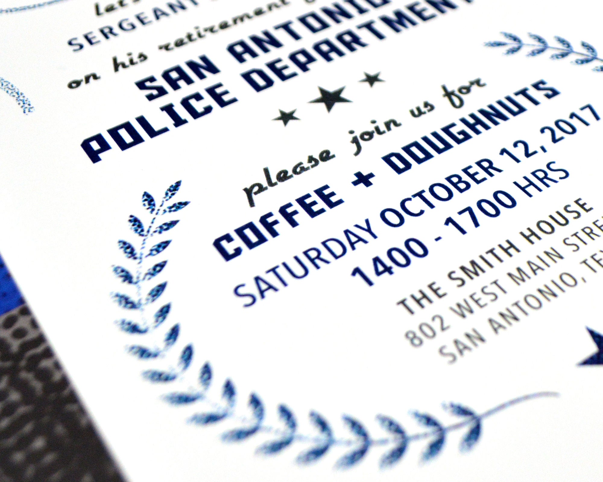 Police Retirement Invitation With Thin Blue Line Theme Printable File ...