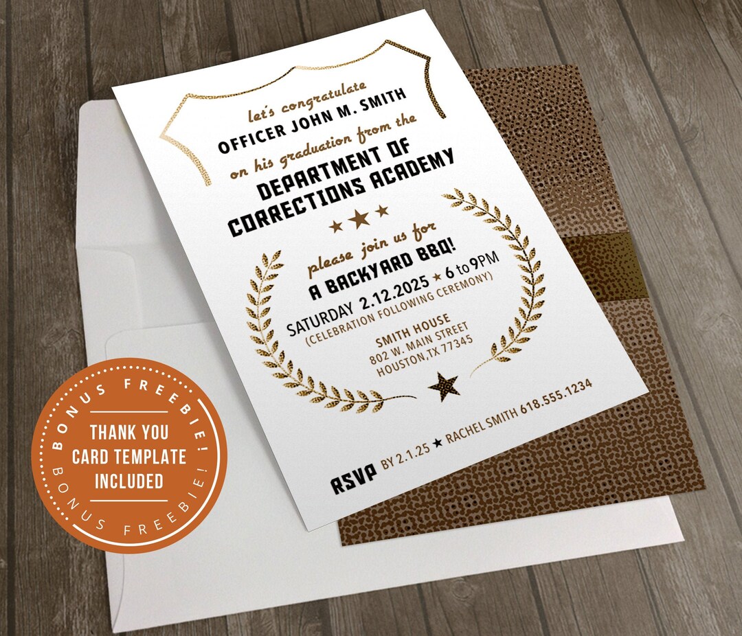 Corrections Academy Graduation Invitation, Police, Printable File - Etsy