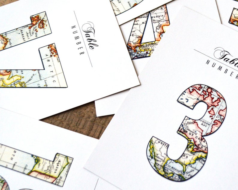 Travel Wedding-table Numbers-numbers 1-16-do It Yourself | Etsy