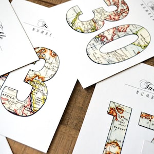 Travel Wedding-table Numbers-numbers 1-16-do It Yourself | Etsy